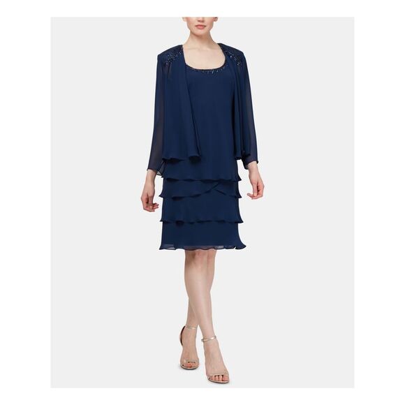 SLNY | Jackets & Coats | Slny Womens Navy Sheer Embellished Padded ...